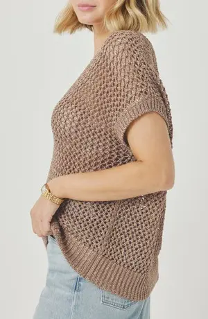 Splendid Nia Sequin Open Stitch Sweater - Wicker Beige