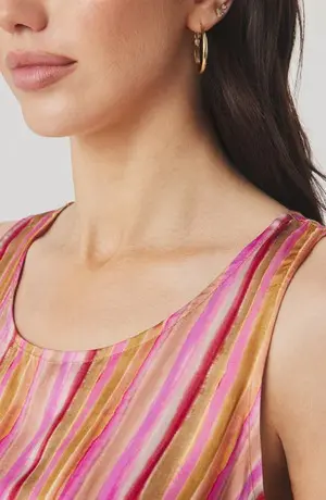 Splendid Maven Stripe Crop Tank - Fuchsia Pink/multi