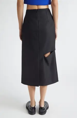 JIL SANDER Diagonal Slash Wool & Mohair Midi Skirt