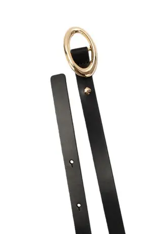 Kate Spade New York Oval Molten Buckle Leather Belt - Black