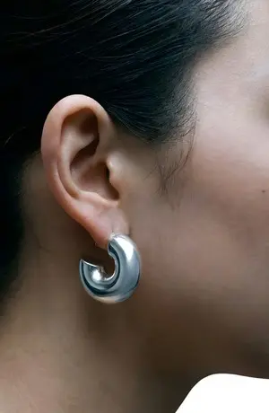 THE M JEWELERS Medium Hailey Hoop Earrings - Silver