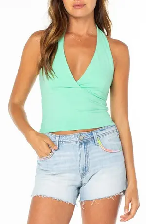 Roxy Crop Halter Top - Spring Bud