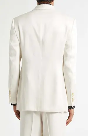 TOM FORD Double Breasted Silk Peached Gabardine Jacket