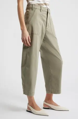 FRAME The Ranger Crop Wide Leg Utility Pants - Thyme