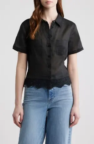 Women's Lace Collar Silk Shirts