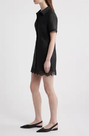 FRAME Embroidered Ramie Button-up Minidress