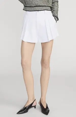 FRAME The Structural Pleated High Waist Shorts - White