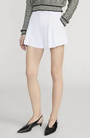 FRAME The Structural Pleated High Waist Shorts - White
