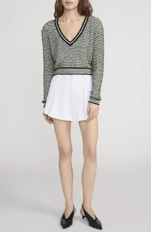 FRAME The Structural Pleated High Waist Shorts - White