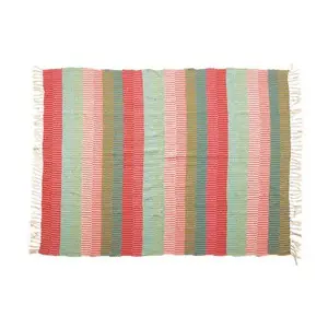 STORIED HOME Soft Woven Reclaimed Cotton Blend Throw - Red