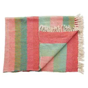 STORIED HOME Soft Woven Reclaimed Cotton Blend Throw