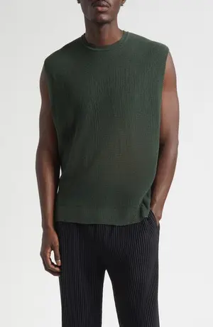 Issey Miyake Brush Close-up Crewneck Sweater Vest - Green