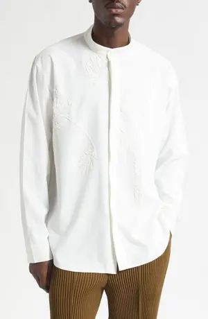 Issey Miyake Pressed Embroidery Button-up Shirt