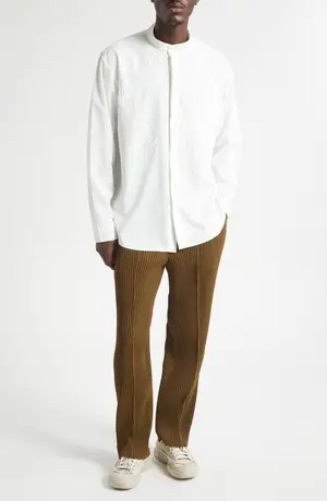 Issey Miyake Pressed Embroidery Button-up Shirt