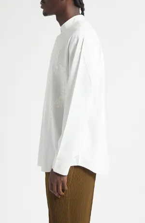 Issey Miyake Pressed Embroidery Button-up Shirt