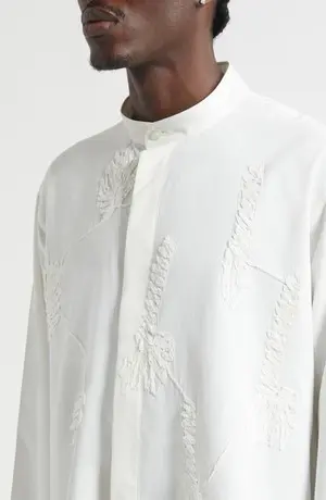 Issey Miyake Pressed Embroidery Button-up Shirt