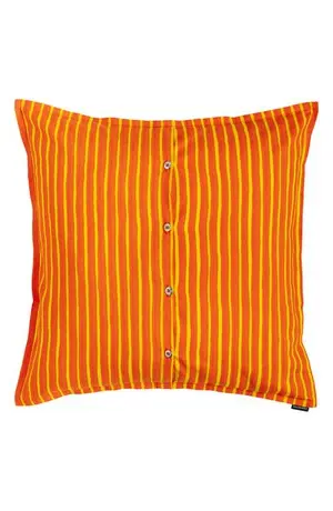 Marimekko Piccolo Stripe Cotton Pillow Cover - Orange