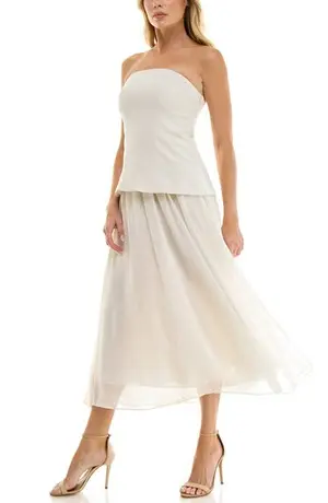 SOCIALITE Corset Strapless Mixed Media Maxi Dress
