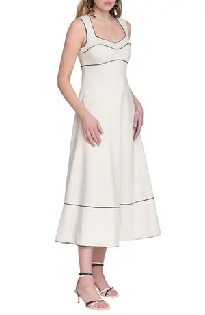 Avec Les Filles Contrast Pipe Sleeveless Midi Dress