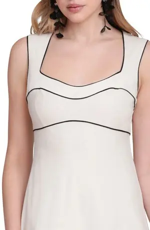 Avec Les Filles Contrast Pipe Sleeveless Midi Dress