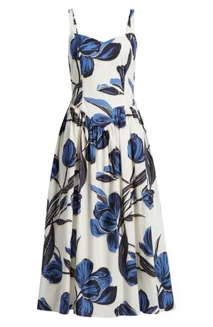 Vince Camuto Floral Cotton Fit & Flare Midi Dress