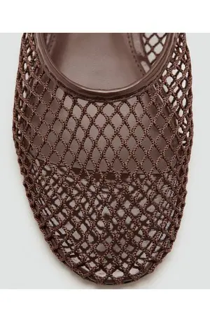 Mango Ankle Strap Ballet Flat - Chocolate