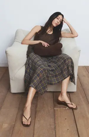 Mango Check Midi Skirt