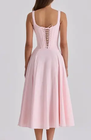 House Of Cb Lace-back Sleeveless Midi Dress - Pink