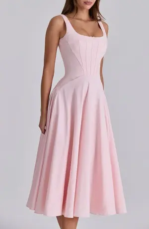 House Of Cb Lace-back Sleeveless Midi Dress - Pink