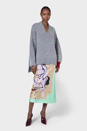 ROKSANDA Tehla V-neck Knitted Sweater - Light Grey