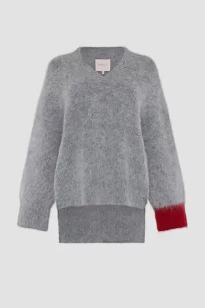 ROKSANDA Tehla V-neck Knitted Sweater - Light Grey