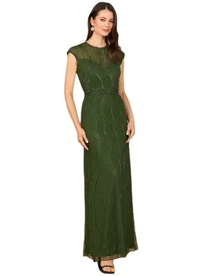 LARA NEW YORK Cap Sleeve Sheath Gown - Emerald