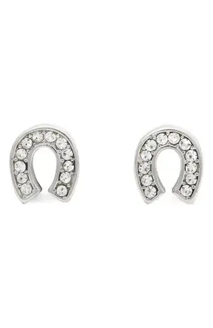 Kate Spade New York Pave Horseshoe Stud Earrings - Clear/silver