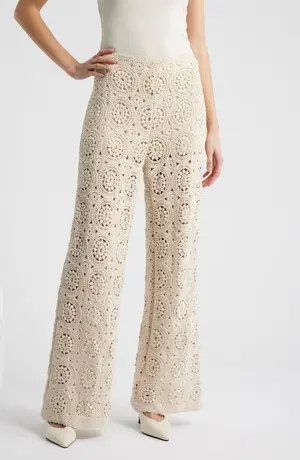 FRAME Crochet Wide-leg Pants