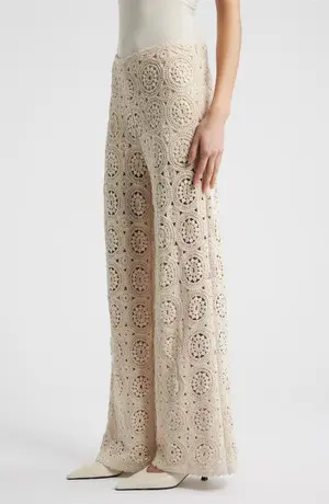 FRAME Crochet Wide-leg Pants