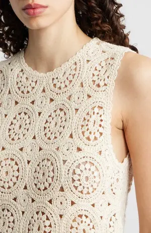 FRAME The Crochet Cotton Tank - Cream