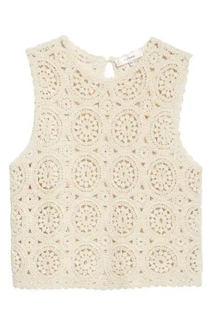 FRAME The Crochet Cotton Tank - Cream
