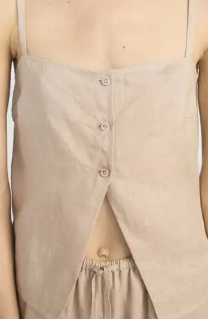 FRAME The Linen Button Camisole - Flax