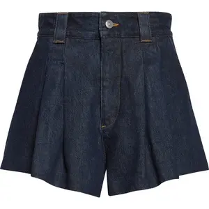 FRAME The Structural Pleated Denim Shorts - Rinse