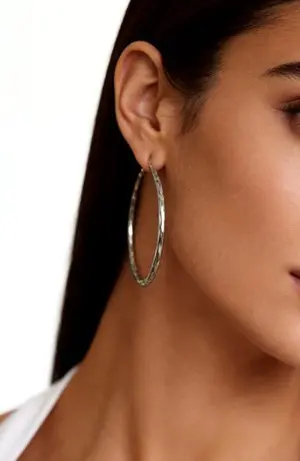RETRO CHIC Grove Hoop Earrings - Silver