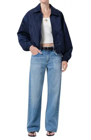 Citizens Of Humanity Bubble Hem Nylon Bomber Jacket - Navy
