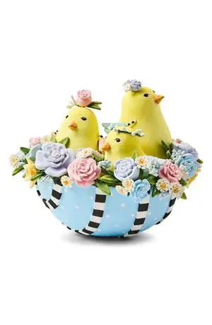 MACKENZIE-CHILDS Patience Brewster Chicks In Egg Figurine - Blue