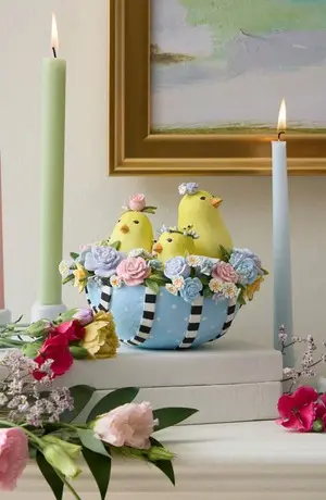 MACKENZIE-CHILDS Patience Brewster Chicks In Egg Figurine