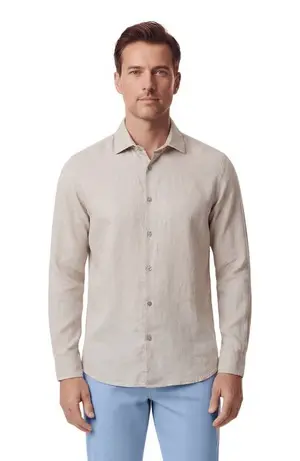 LORDS OF HARLECH Linen Long Sleeve Shirt - Natural