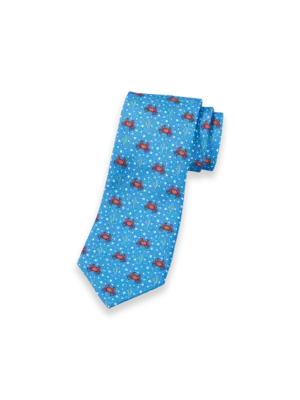 PAUL FREDRICK Patterned Woven Silk Neck Tie Light Blue Multi