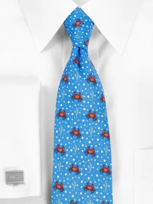 PAUL FREDRICK Patterned Woven Silk Neck Tie - Light Blue Multi