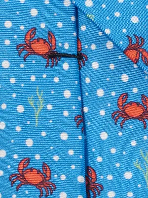 PAUL FREDRICK Patterned Woven Silk Neck Tie - Light Blue Multi