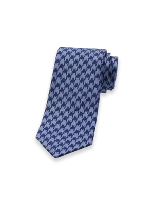 PAUL FREDRICK Patterned Woven Silk Neck Tie - Light Blue/navy