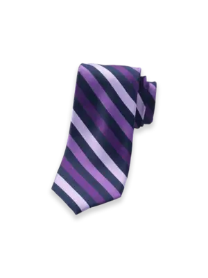 PAUL FREDRICK Patterned Woven Silk Neck Tie - Lilac/navy