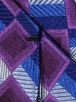 PAUL FREDRICK Patterned Woven Silk Neck Tie - Purple/blue Multi
